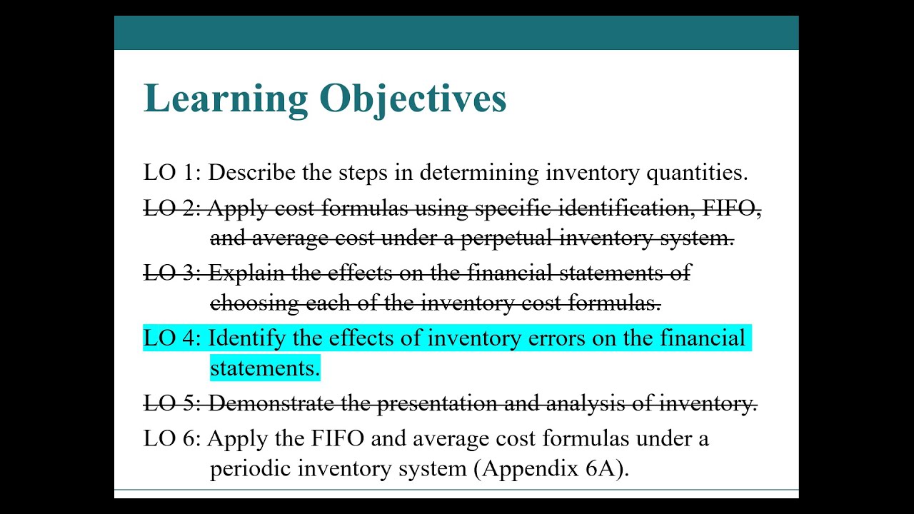 Inventory errors on the financial statements | LO4 | Chapter 6 | Reporting and Analyzing ...