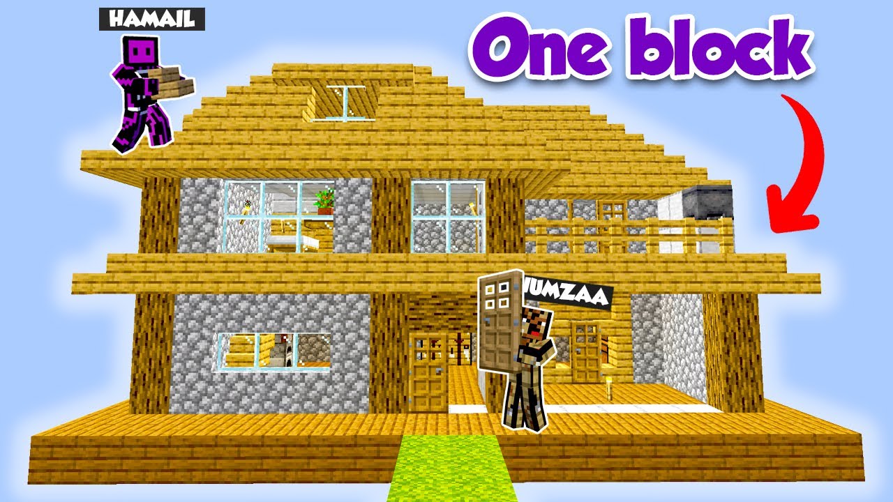 FINALLY WE BUILT OUR FIRST HOUSE ON ONE BLOCK! (part 4) | Minecraft ...