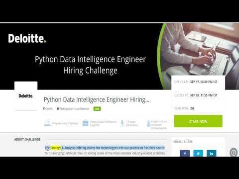 Deloitte Python Data Intelligence Engineer Hiring Challenge [Online] - YouTube