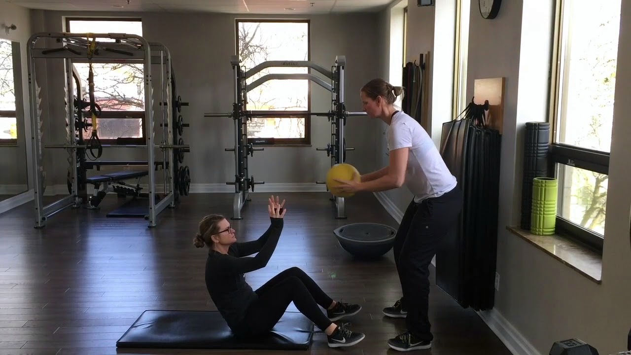 Med Ball Crunches with a Partner - YouTube