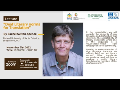 Lecture “Deaf Literary norms for Translation” By Rachel Sutton-Spence ...