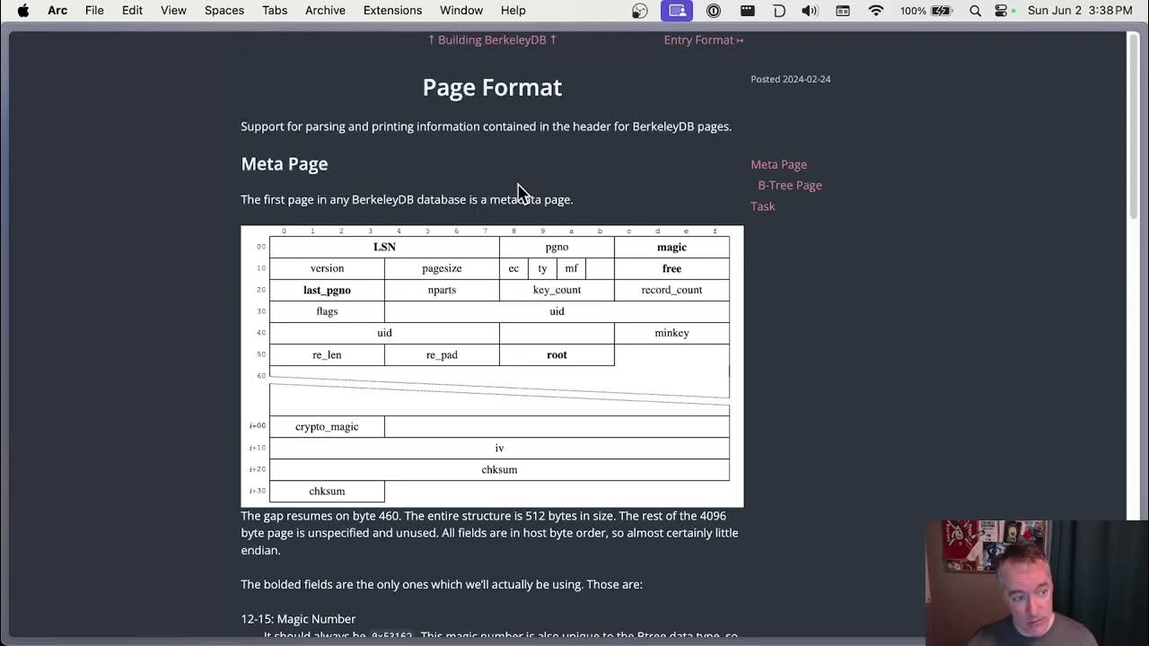Implementing Berkeley DB, Session 1: Page and Entry formats - YouTube