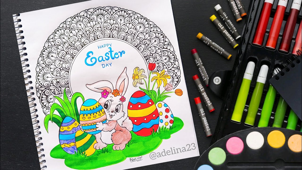 How To Draw Easter Day Drawing | Happy Easter Day | Easy Mandala Art ...