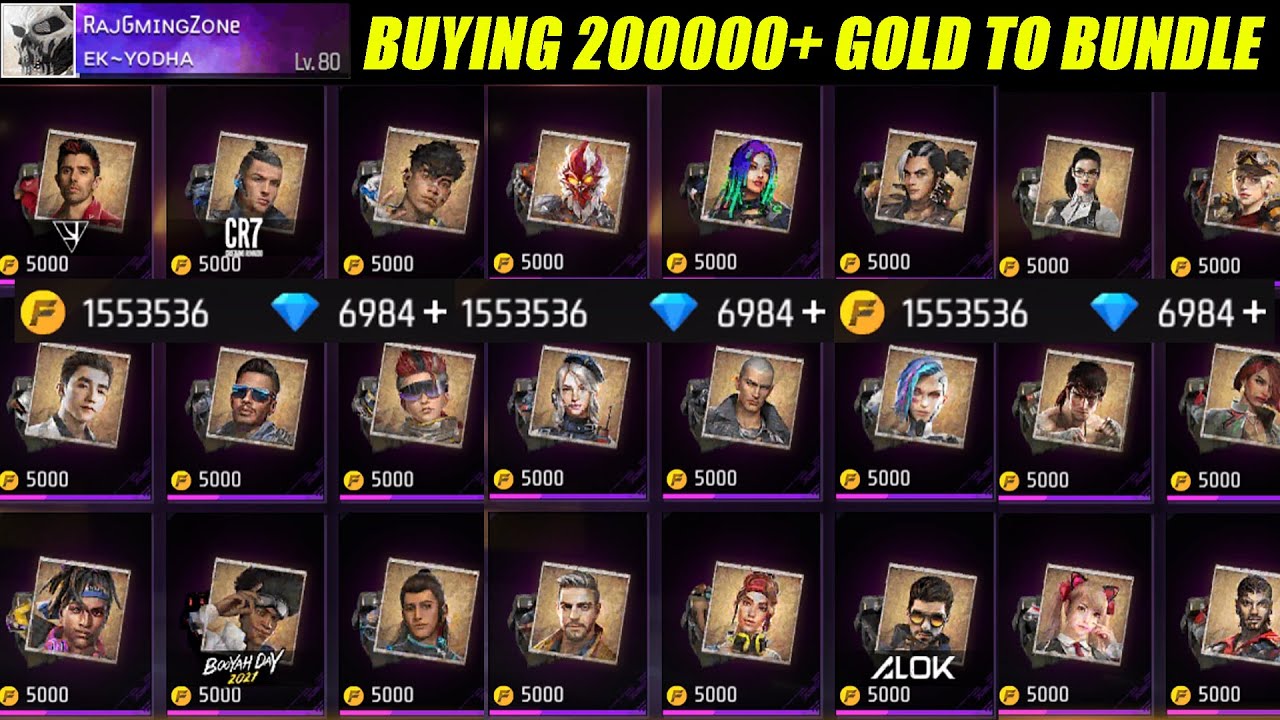 Buying All Deluxe Character Bundle in Gold Free Fire | 2 Lakh + Gold ...