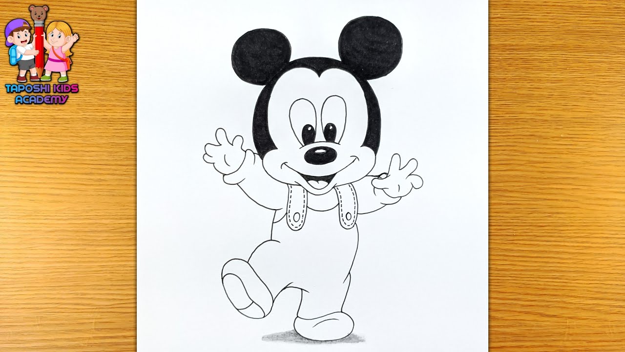 How to draw Mickey Mouse - Easy step-by-step drawing lessons for kids ...