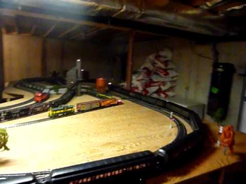 Running trains in the basement - YouTube