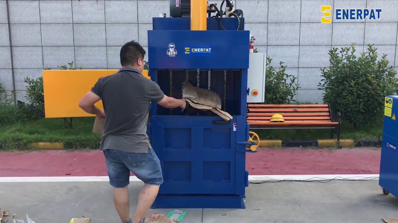 Enerpat Vertical Cardboard Baler Machine - YouTube