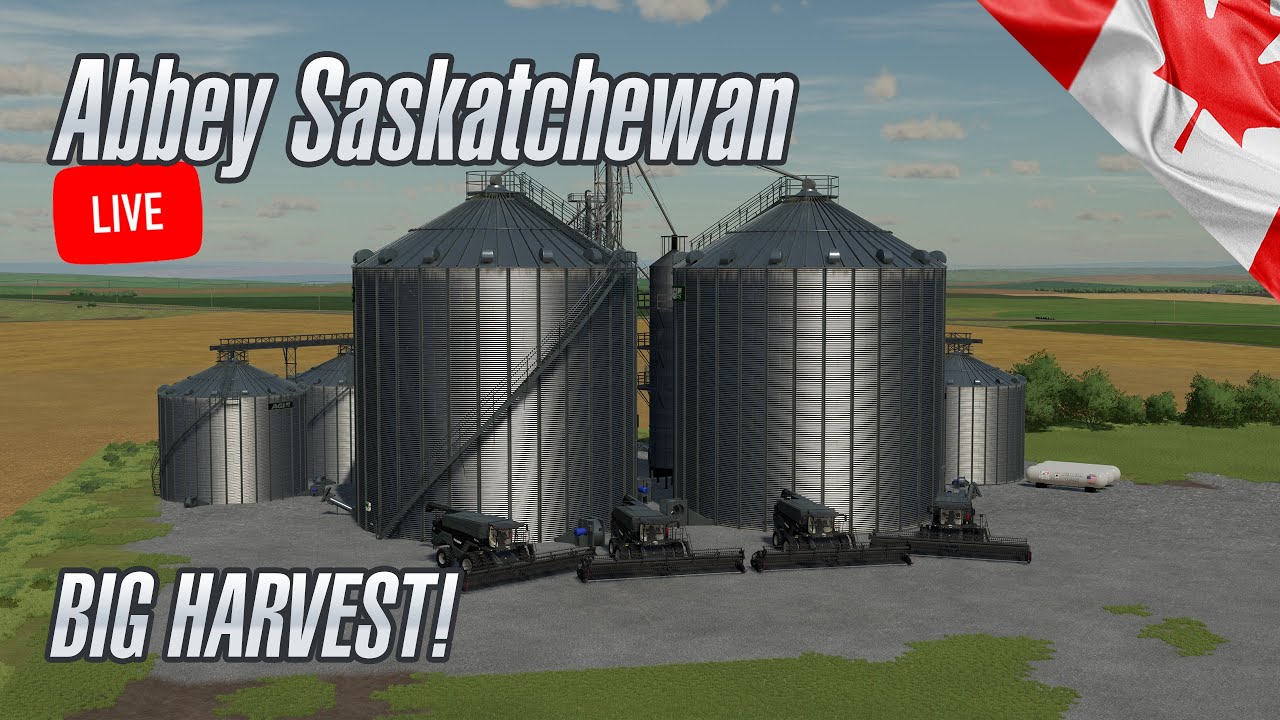 🔴 LIVE - Big Harvest Canadian Style on Abbey Saskatchewan - YouTube