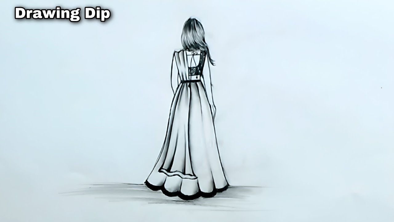 Easy girl back side drawing | Beautiful girl drawing | Pencil sketch ...