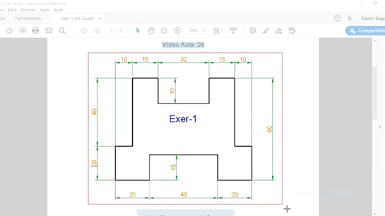 Aula 24 - Exercício -1 no AutoCAD. - YouTube