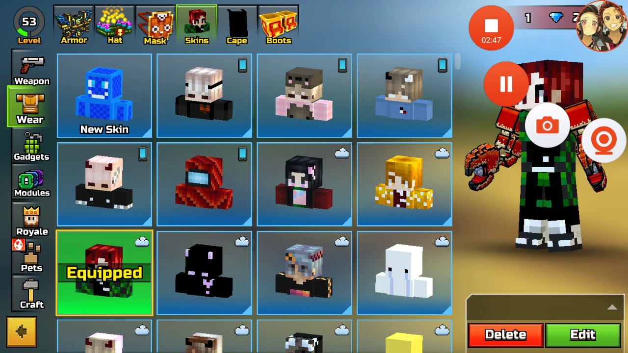 Pixel gun 3D skin tutorials KIMETSU NO YAIBA (nezuko, tanjiro) Free ...