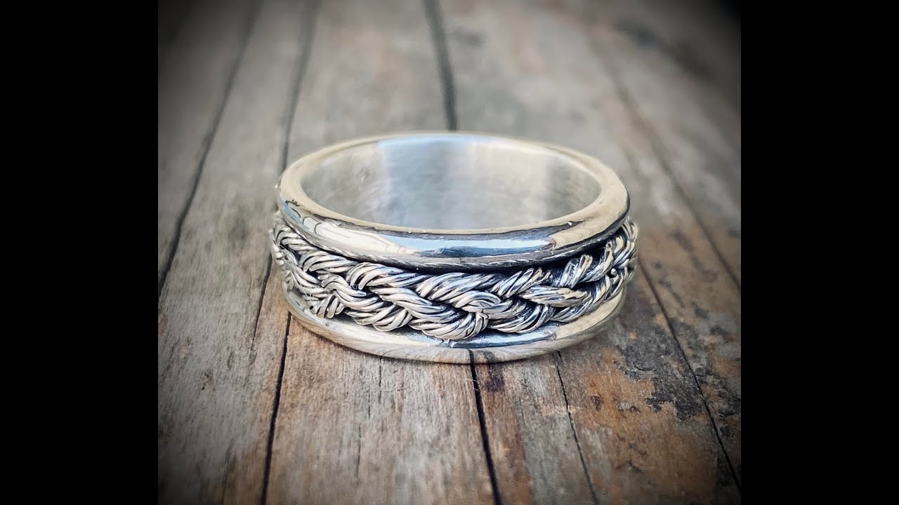 Sterling silver braided rope band ring - Flatwearable Artisan Jewelry ...