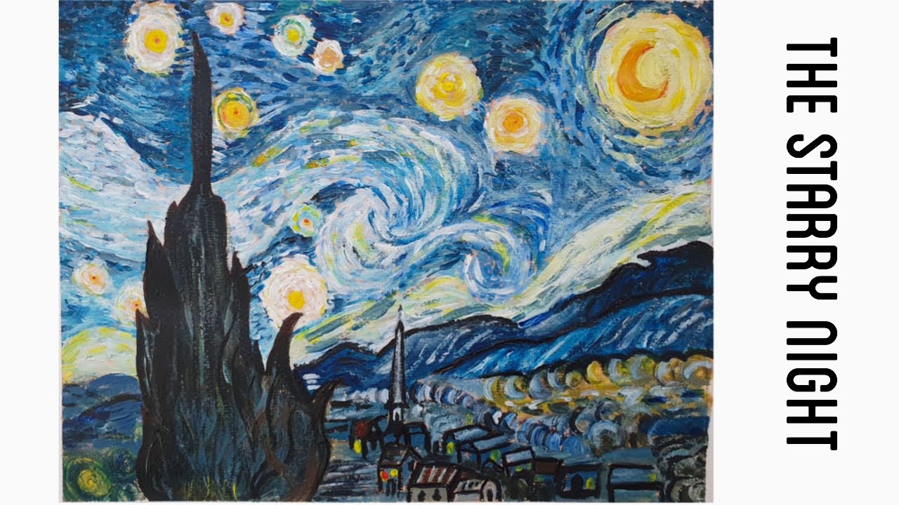 Painting The Starry Night 🌌PART 1 with Acrylic paints Step By Step ...