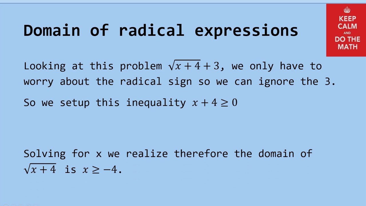 Domain of radical expressions - YouTube