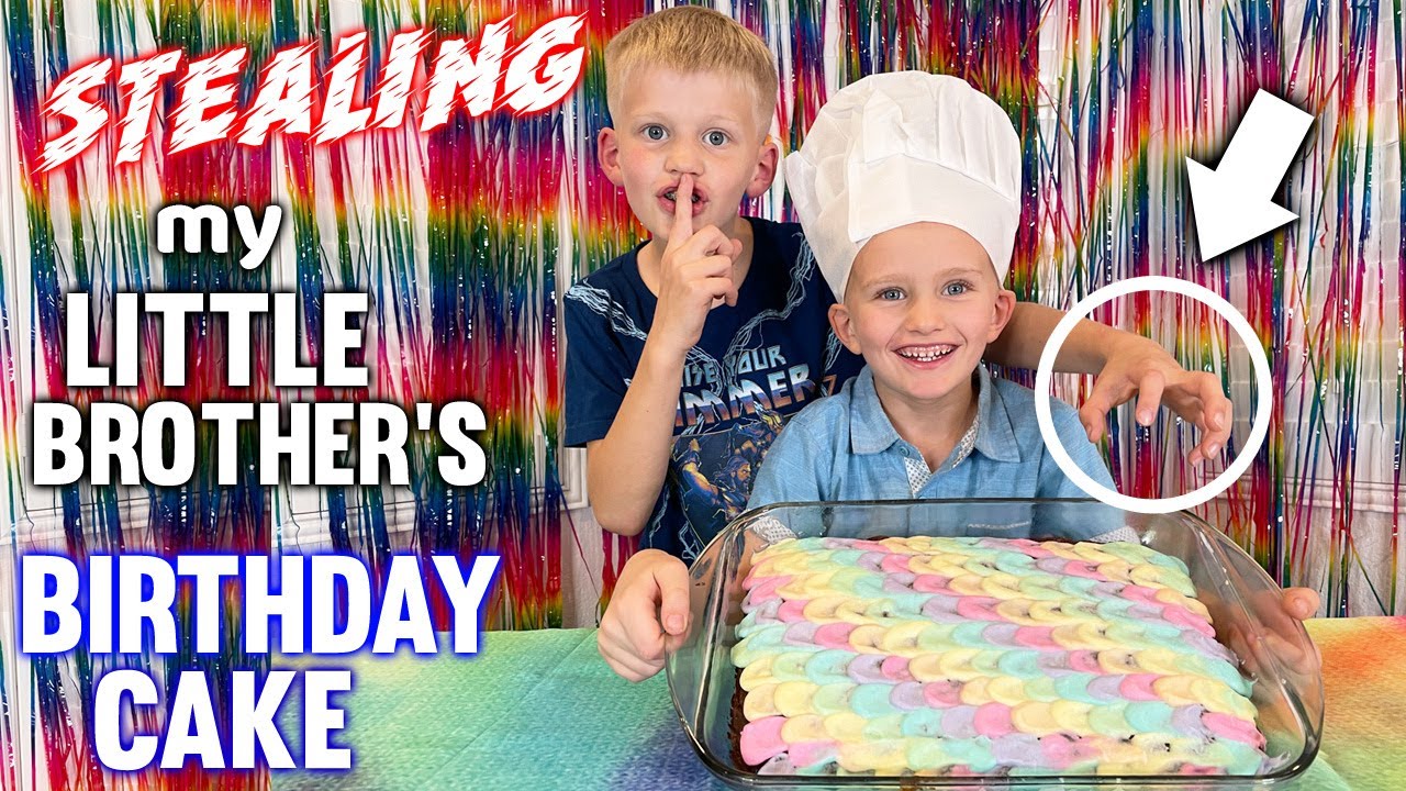 Stealing & Eating my Little Brother's Birthday Cake! - YouTube