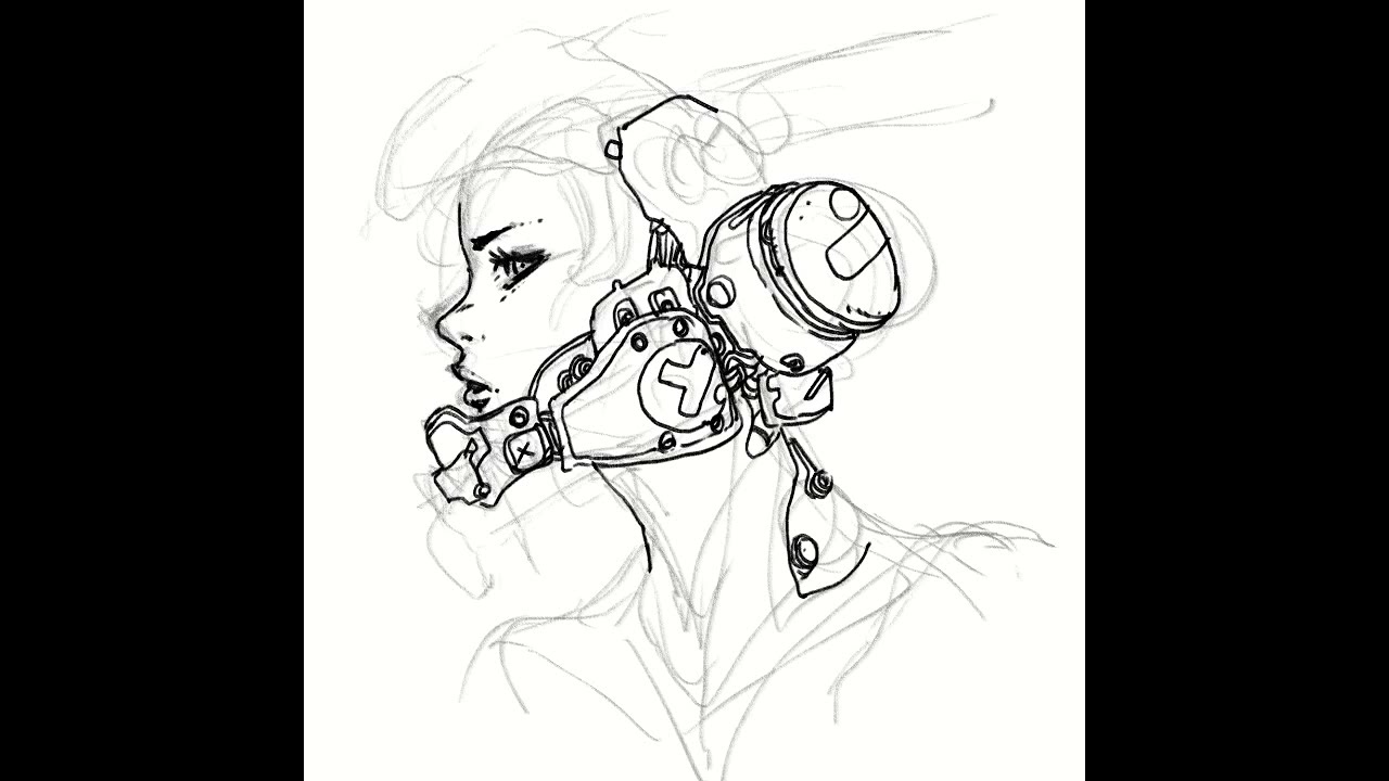 robot girl sketch timelapse (50 seconds) - YouTube