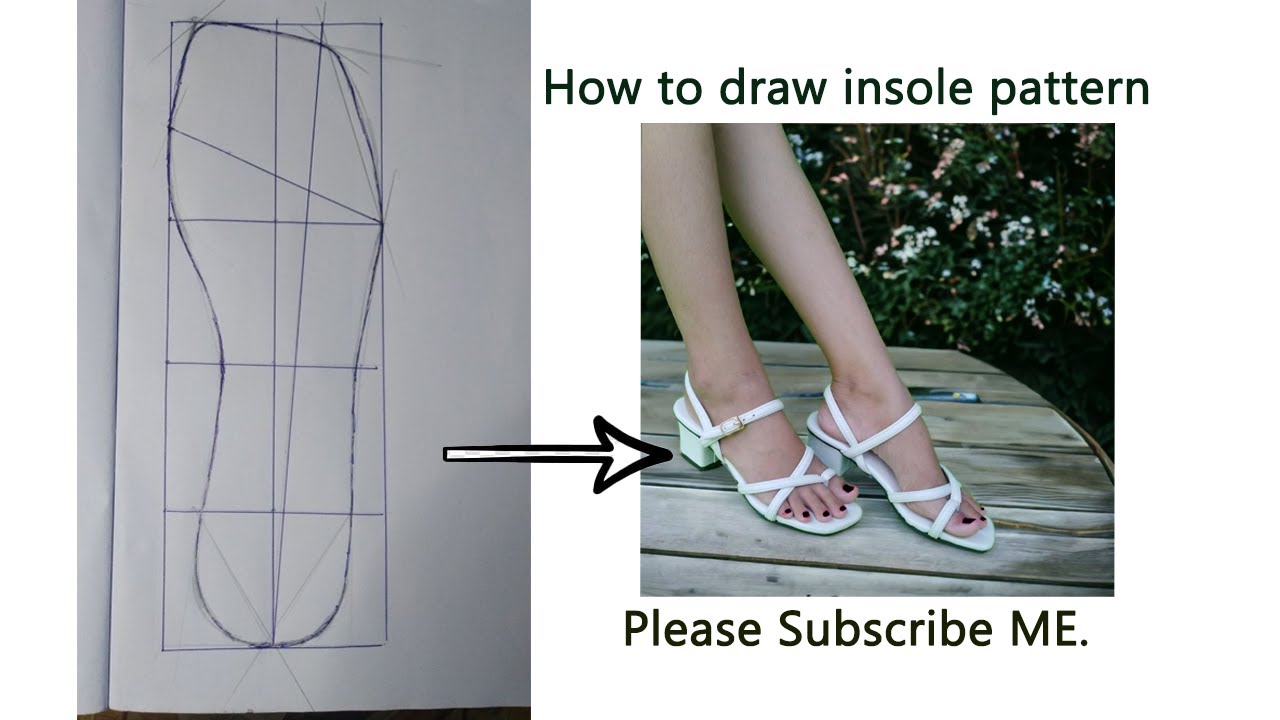 drawing sandals pattern/insole pattern.အလှစီးဖိနပ် pattern ဆွဲနည်း ...