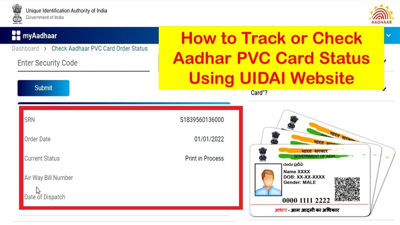 How to Track or Check Aadhar PVC Card Status Using UIDAI Website - YouTube