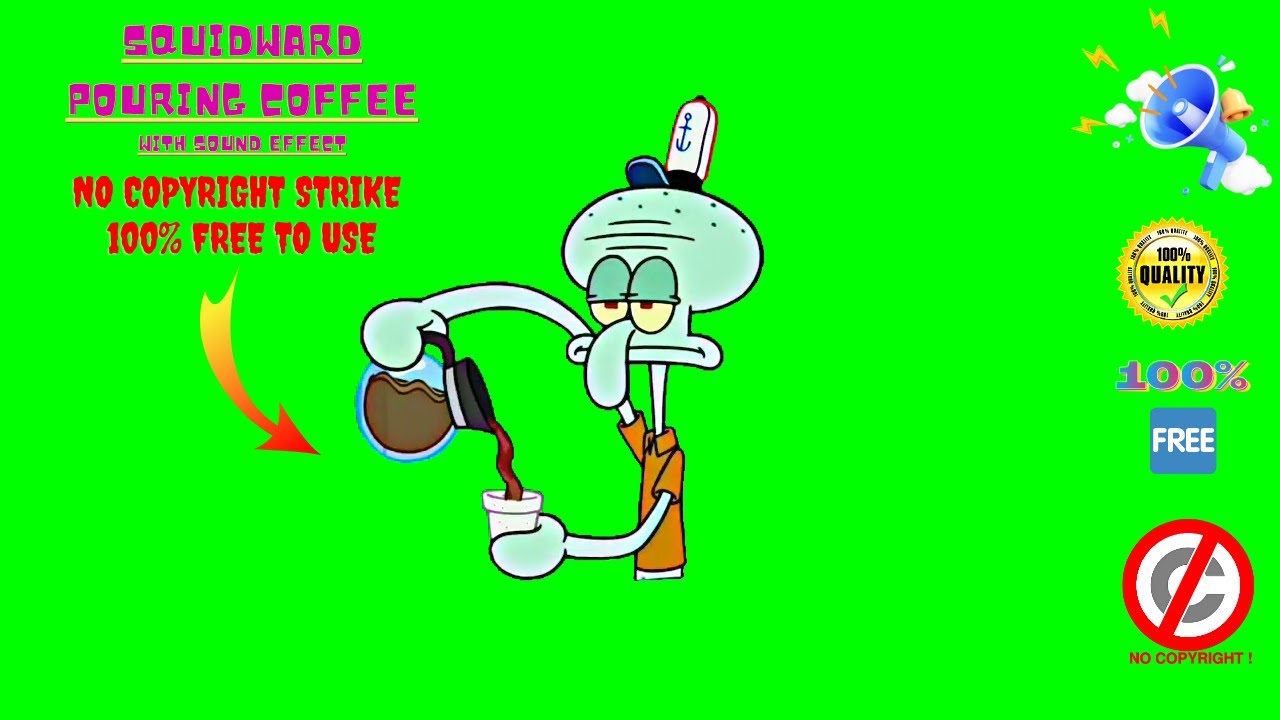 Squidward Pouring Coffee☕ - Spongbob🔥🔥🔥Green Screen Animation with ...