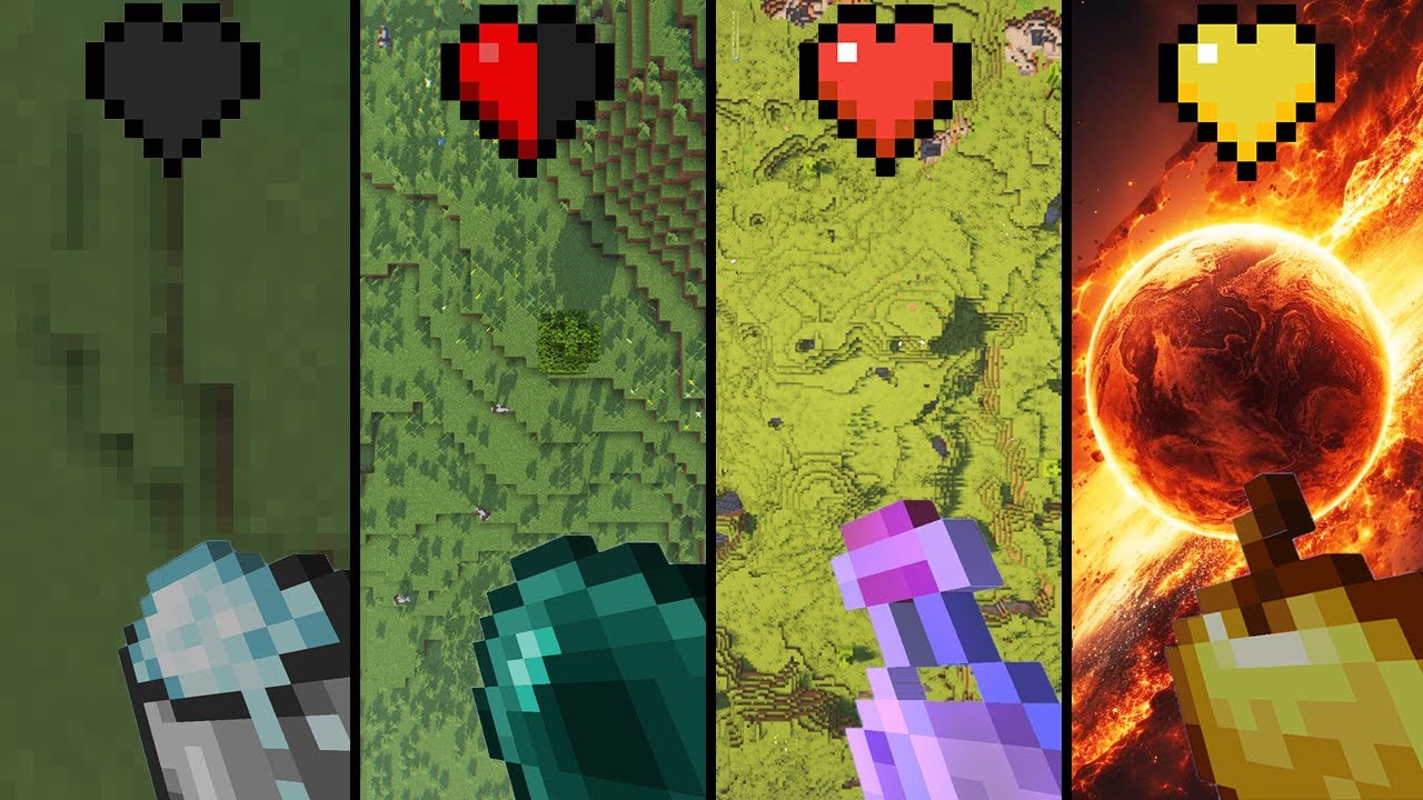 minecraft with different hearts - compilation - YouTube