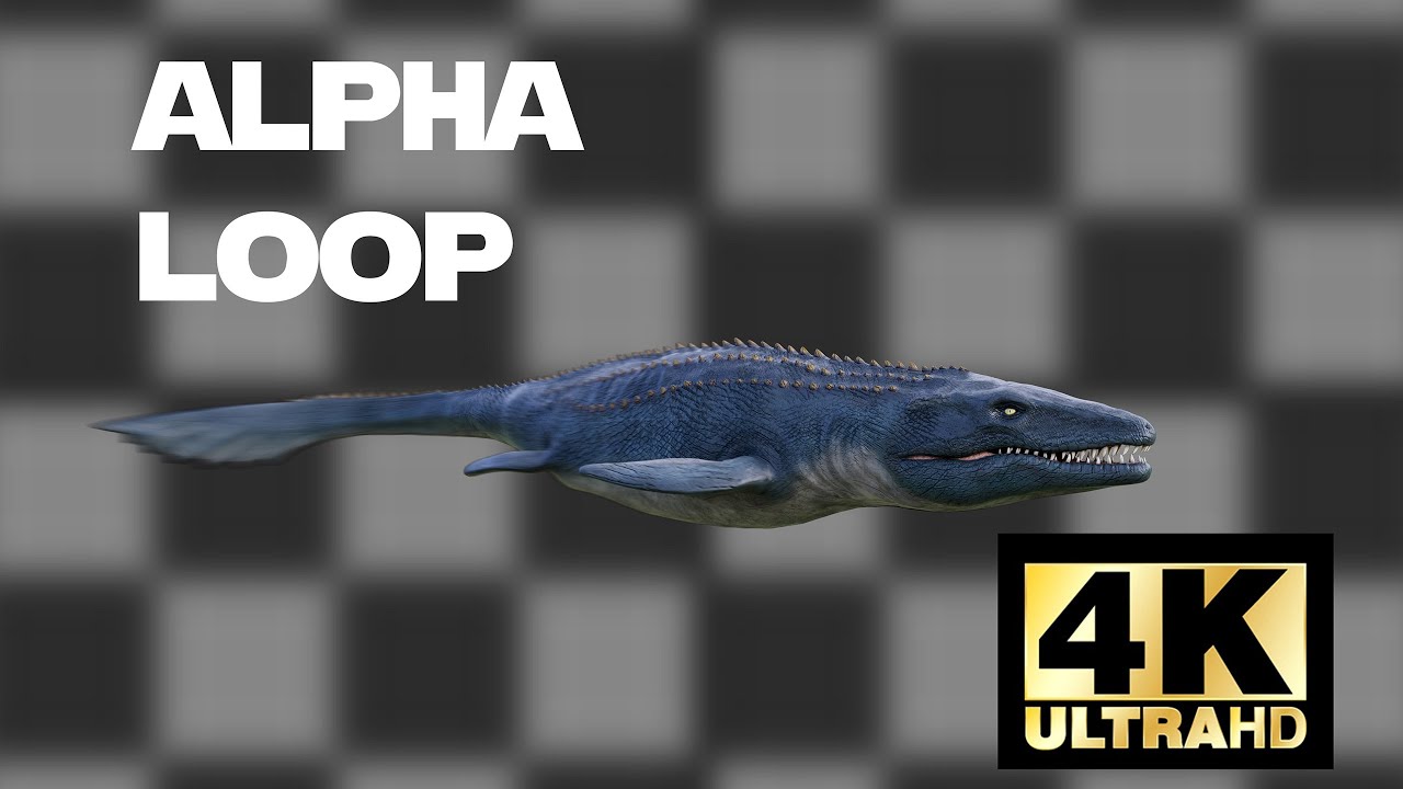 Dinosaur Mosasaurus Underwater Creature Swim and Roar Loop with Alpha ...