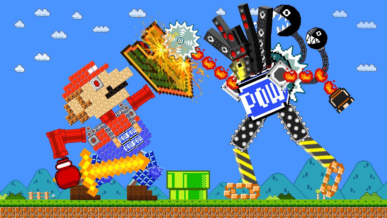 MARIO Robot Vs Titan Speacker Man Battle in NEW Super Mario Bros ...