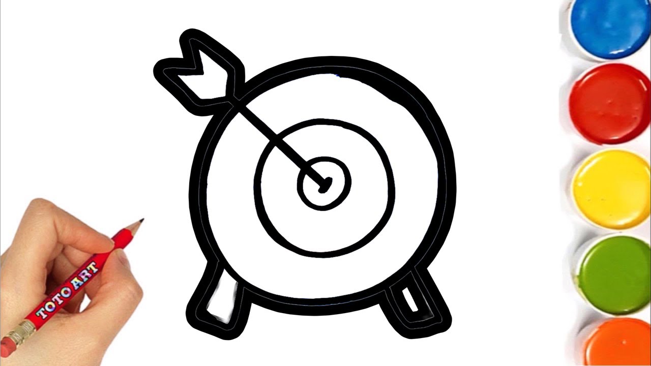 How to draw Shooting at the target -Colouring for Kids & Toddlers |Draw ...