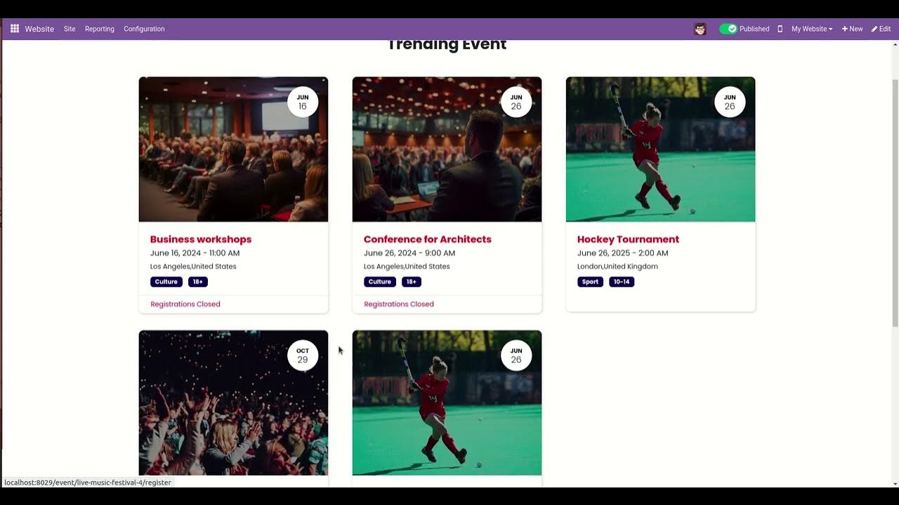 Event Dynamic Snippets Odoo V17 - YouTube