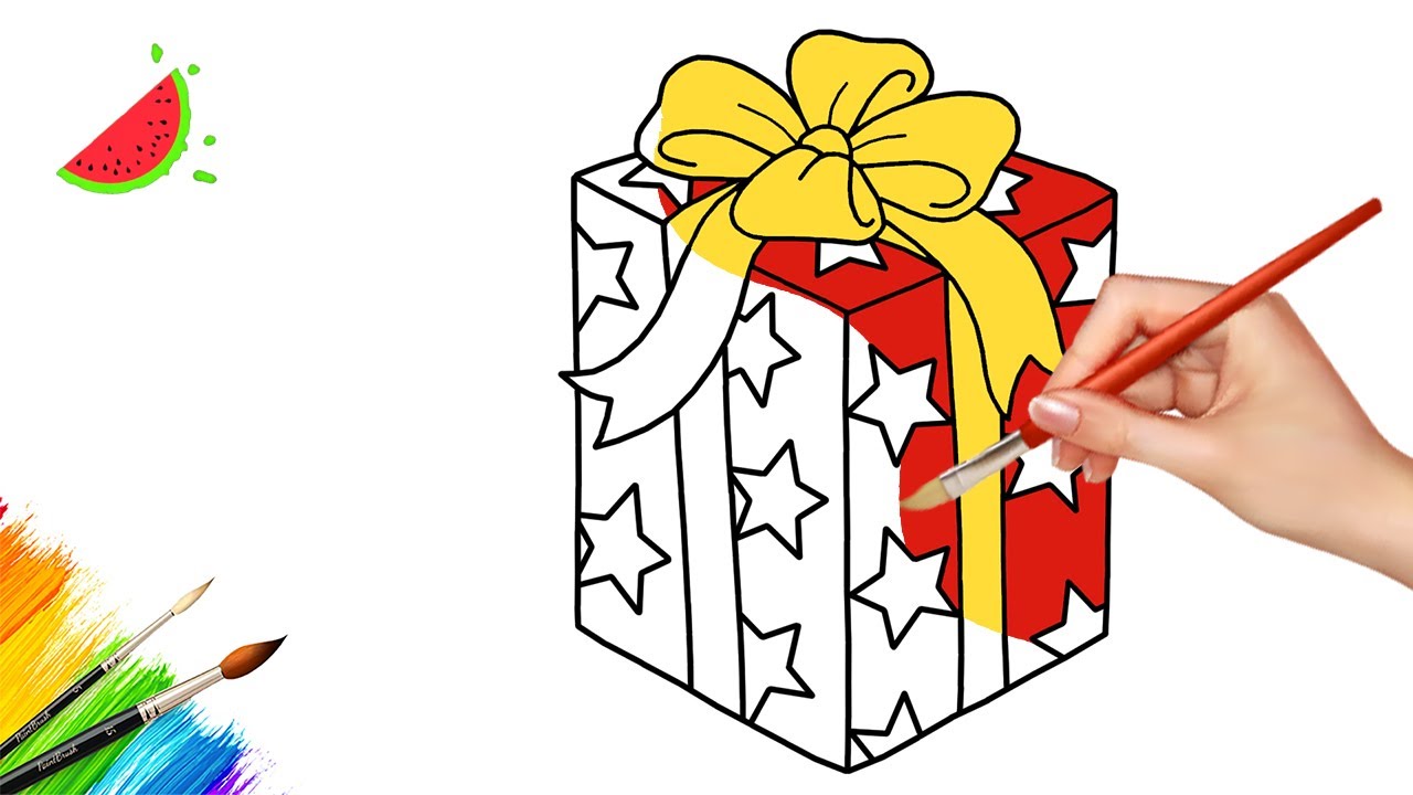 Как нарисовать ПОДАРОК / GIFT / Раскраски для детей - YouTube