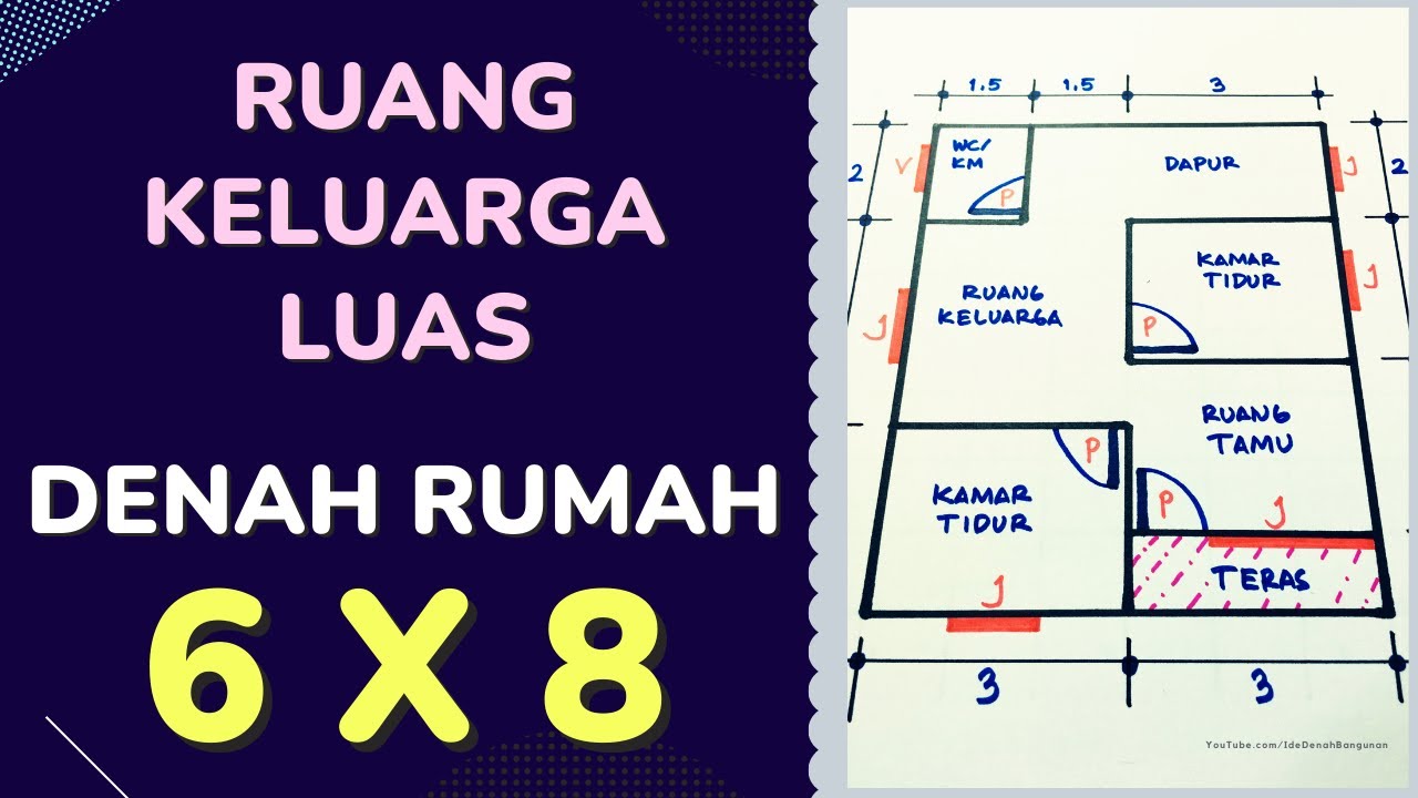 Denah Rumah 6x8 Dengan Ruang Keluarga Yang Luas - YouTube