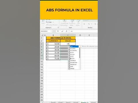 ABS FUNCTION IN #EXCEL #excelshorts #excelshorts #microsoftexcel #msexcel #exceltips # ...