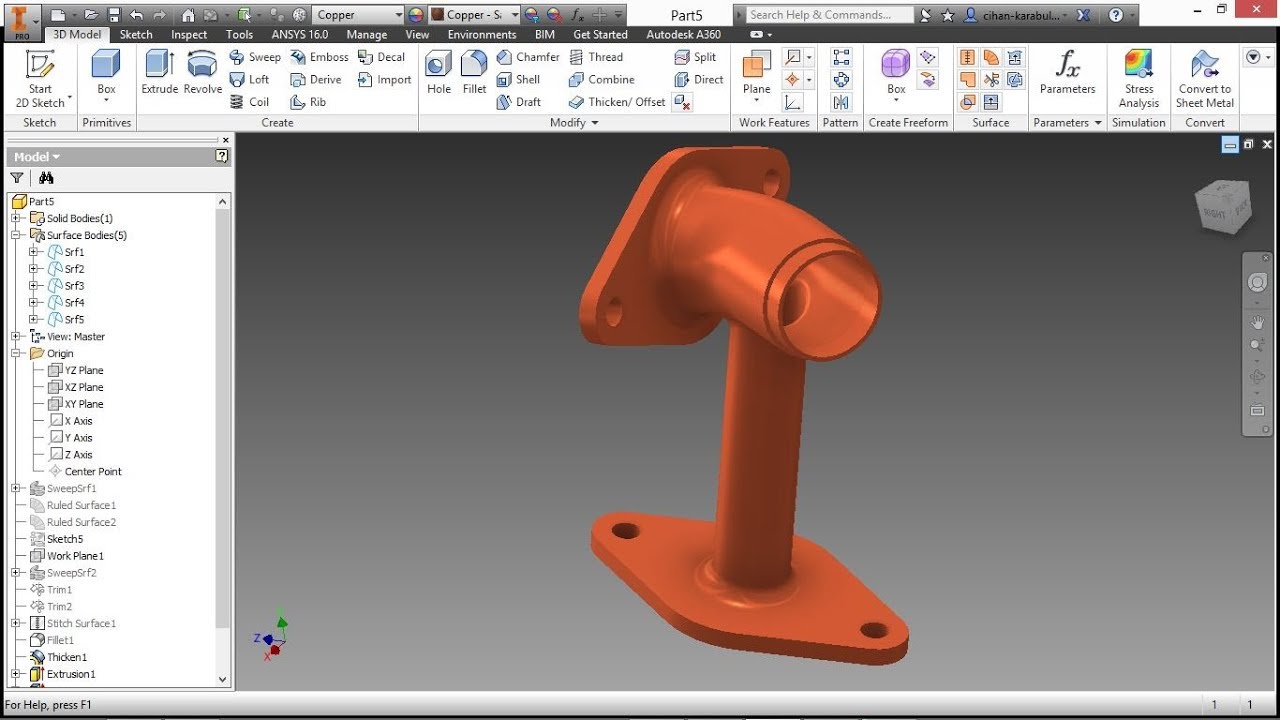 Autodesk Inventor Pipe Sweep Flange - YouTube