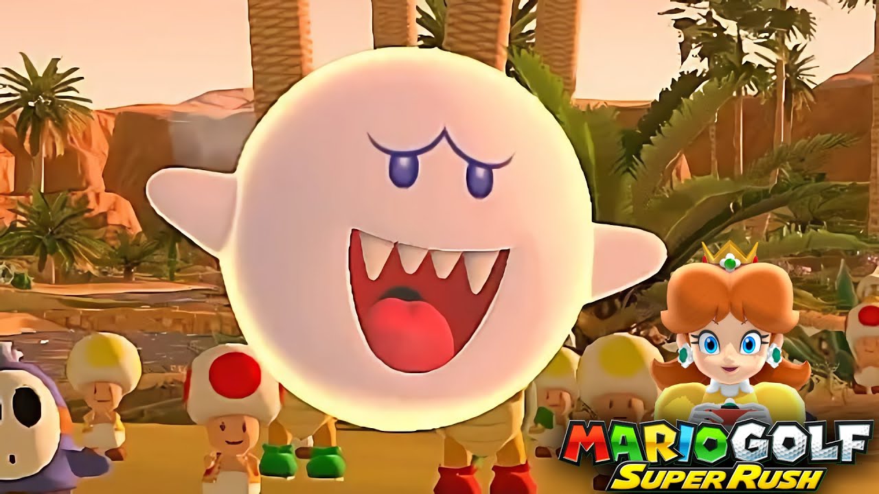Mario Golf Super Rush Boo vs Peach at Spiky Palms - YouTube