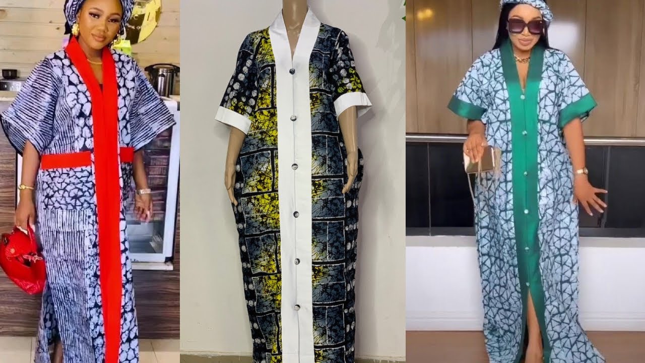How to cut and sew a stylish bubu dress with a front slit, cover ...