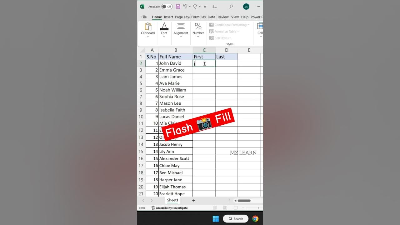 How to extract First and last name in separate column #excel #tamil #shorts - YouTube