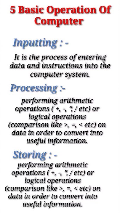 5 Basic Operation Of Computer|operations of computer #shorts #computer #trending💯📝🔥 - YouTube
