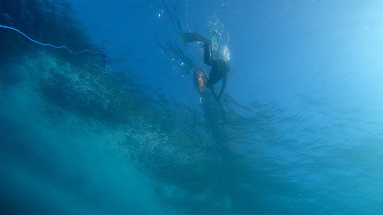 Boat runs over spear fisherman float line - YouTube