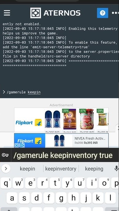 #shorts how to on keep inventory in aternos server #minecraft #short # ...