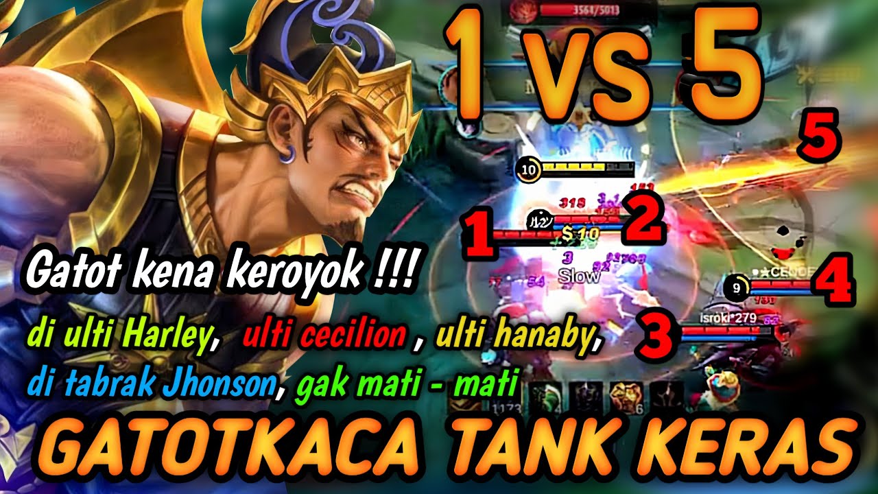 BUILD KEBAL GATOT TANK 1 vs 5 || INI BUILD DAN EMBLEM GATOTKACA TANK ...