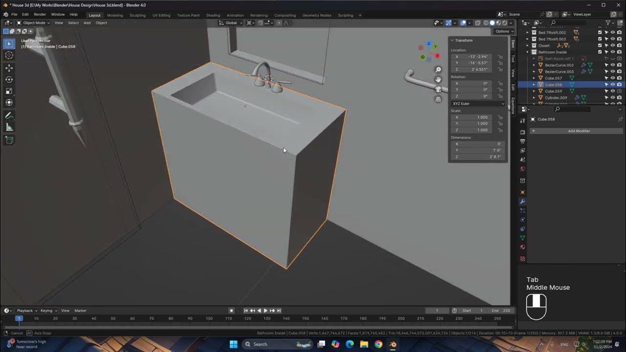 How to Model a Realistic Basin Faucet in Blender | Step-by-Step ...