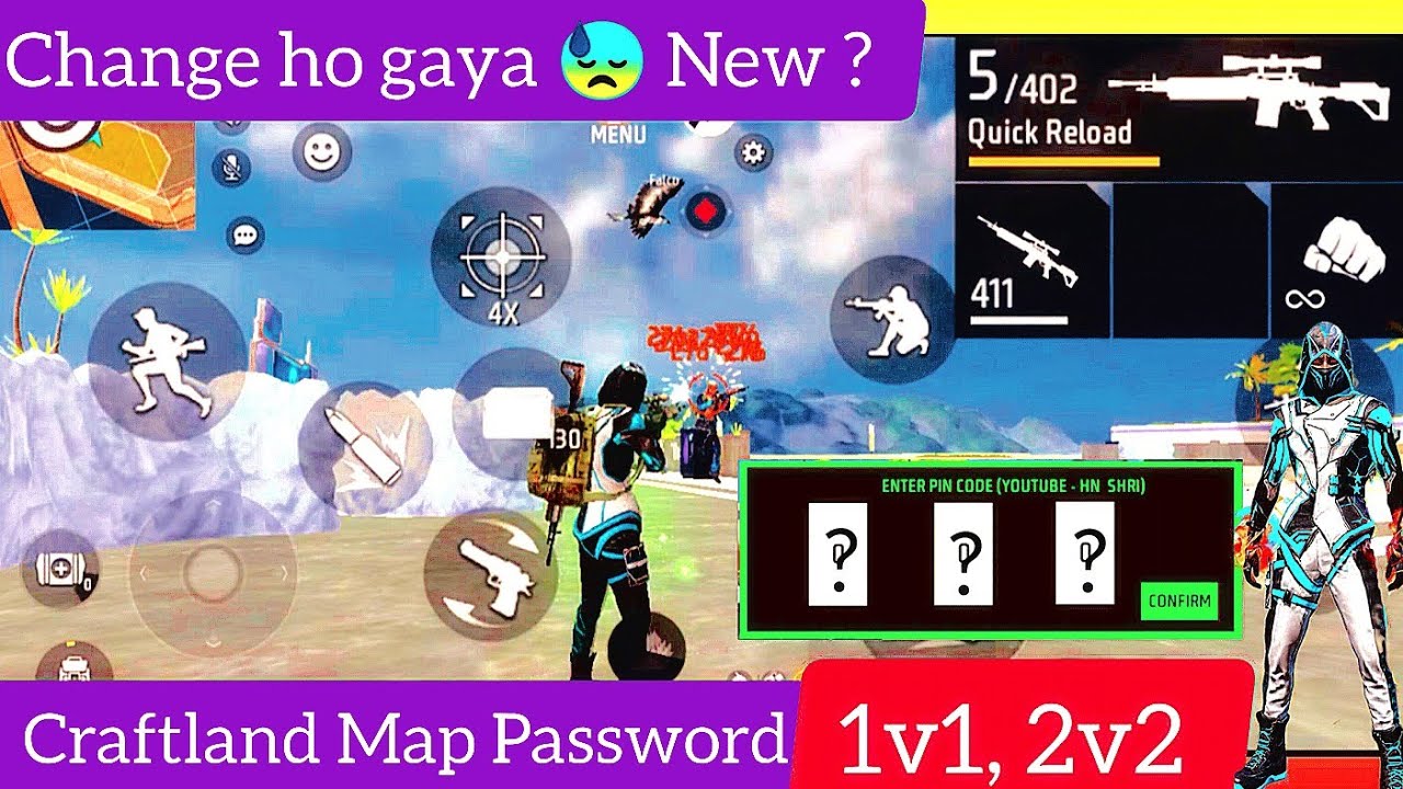 Password Change ⚠️ 1v1, 2v2 New Password 🤩 | HN SHRI Craftland Map Password |Pin Code HN SHRI # ...