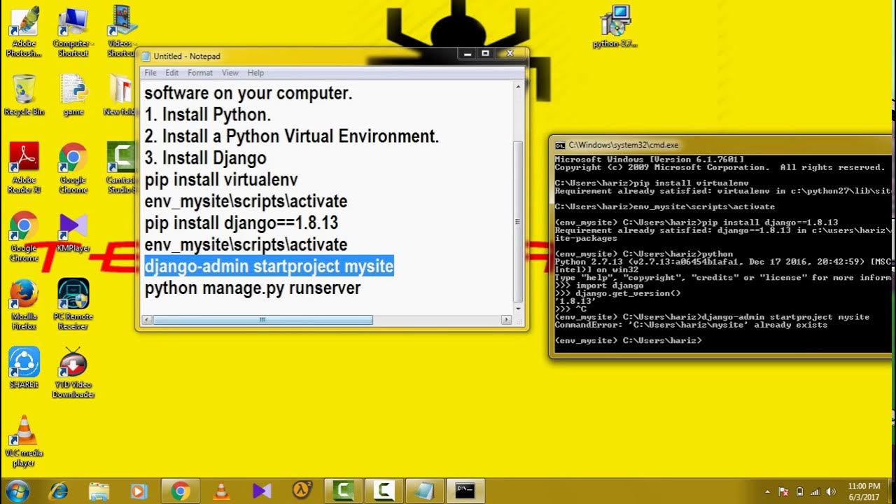 how to install django and python in windows |django installation - YouTube