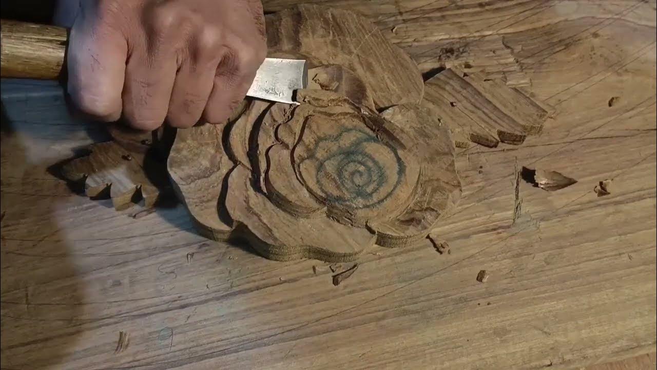 how to make a beautiful wooden carving flower | wood art | wood carving ...