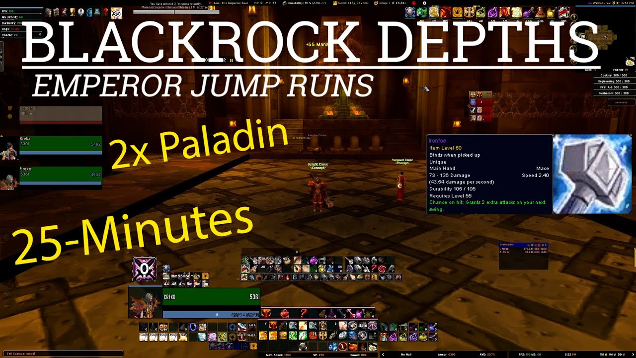 Paladin AoE // Blackrock Depths // Emperor Lava Jumps - HoJ + Ironfoe ...