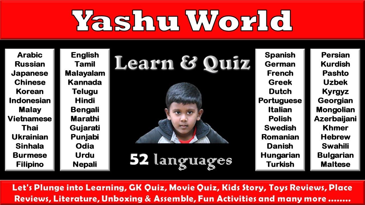 Yashu World - Learn & Quiz - 52 languages - Yashu World YouTube Channel ...