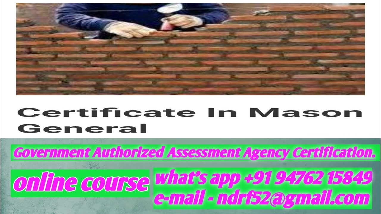 certificate in mason | raj mistri certificate | राज मिस्त्री सर्टिफिकेट ...
