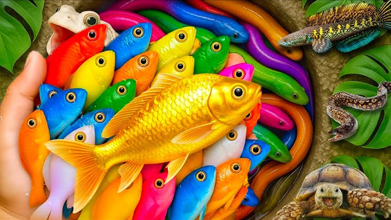 Catch beautiful aquarium fish in small pond: moly, sailfish, panda, koi ...