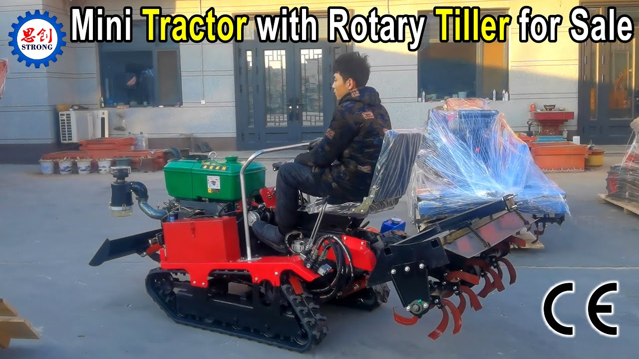 Compact Rubber Track Tractor with Rotary Tiller for Wholesale - YouTube