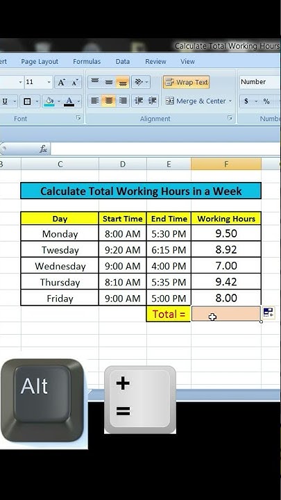 #shorts How to Calculate Hours Worked in Excel || Calculating total working hours using Excel # ...