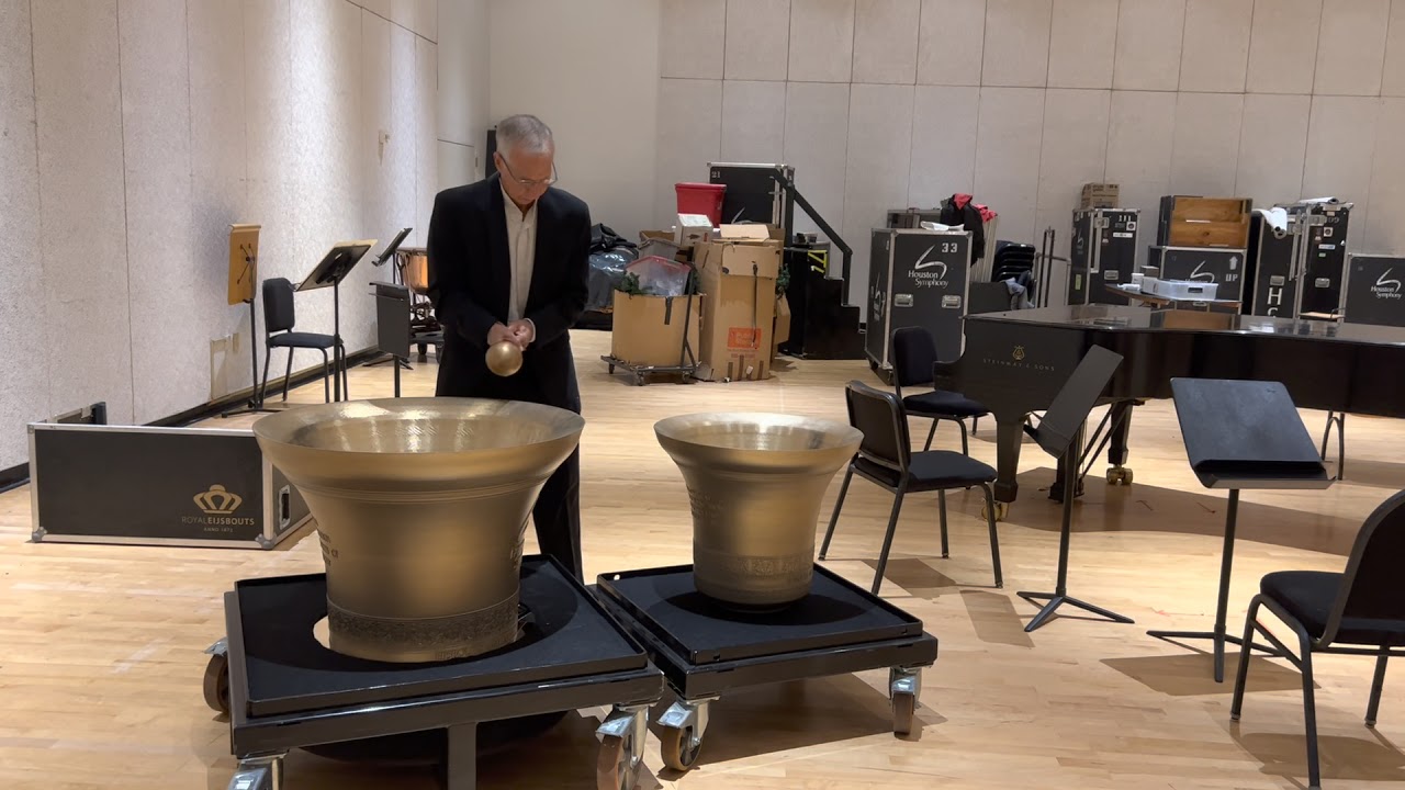 Principal Percussion Brian Del Signore demonstrates the bells in ...